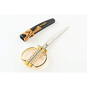 NIKKEN SW-50G Knife Seki Denno Beauty Japanese Sword Scissors, Gold Dragon Model, Hanging Stand Included