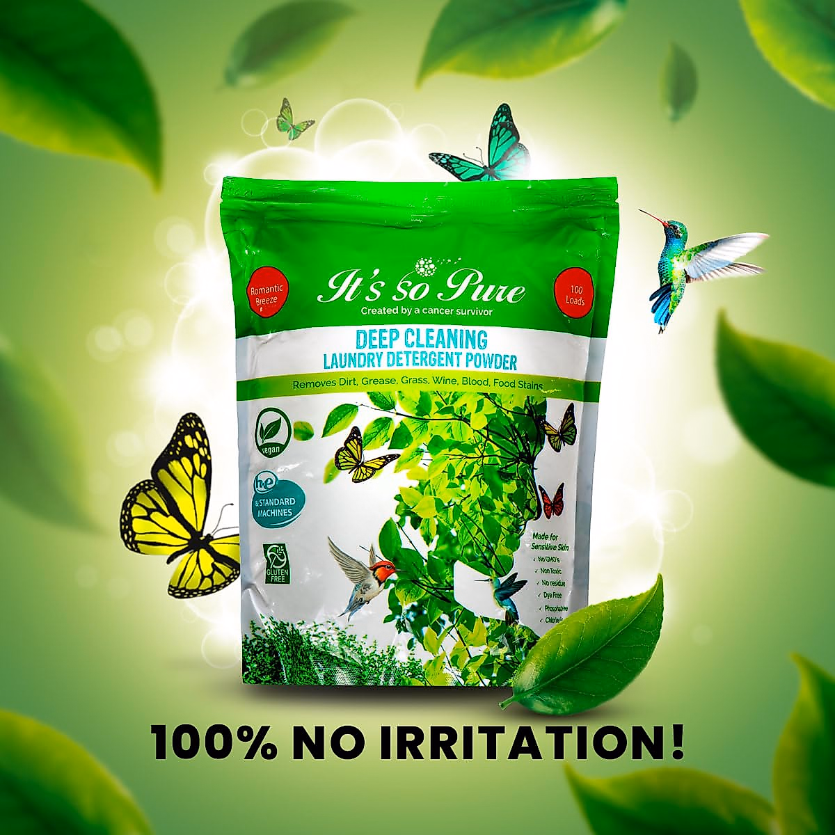 It’s So Pure Eco Friendly Washing Detergent – Skin Friendly Scented Laundry Soda to Remove Stubborn Stains – Best Fragrance HE Washing Powder (Romantic Breeze, 100 Loads)