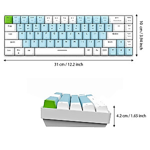 Qisan Mechanical Gaming Keyboard Dual Mode 2.4G/BT Wireless Keyboard with Blue Switch Mini Design (60% keyboard) 68 Keys Computer Keyboard US Layout | Gaming Pc | Wireless Gaming Keyboard