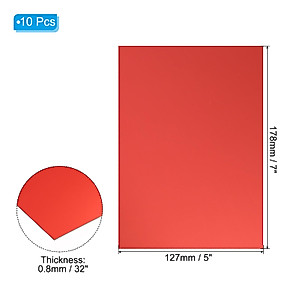 PATIKIL 7x5x1/32inch Anodized Aluminum Sheet, 10Pcs Metal Rectangle Aluminum Plate 0.8mm Thick Engraving Blanks for Laser Engraving DIY Decorative Crafting Home Decoration, Red