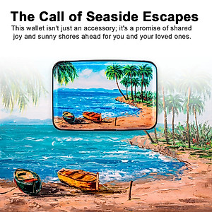 Kaabao Credit Card Holder Small RFID Blocking Wallet Business Metal Slim Mini Aluminum Hard Case for Women Men Gift (Paradise Tropical Island Beach)