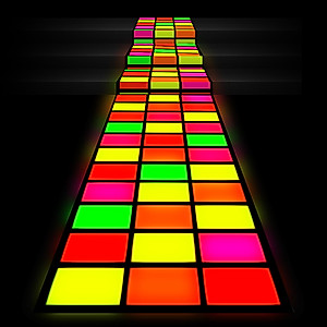 Haull 118 x 39 Inch Neon Light up Dance Floor Neon Party Decorations Blacklight Rug Glow in The Dark UV Reactive Fluorescent for Christmas Halloween Birthday Wedding Party Favors (Rectangles)