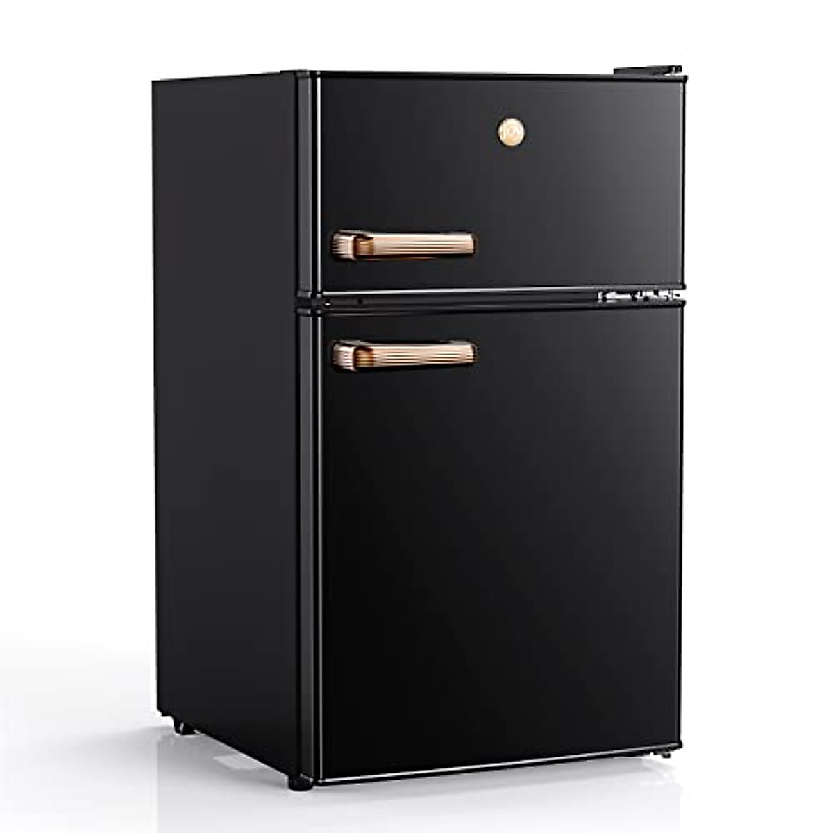 JOY Kitchen JR31TBKE10 2-Door Mini Fridge with Freezer Adjustable Thermostat, Low Noise, Energy-Efficient, Compact Refrigerator for Dorm, Office, Bedroom, 3.1 Cu Ft, Black
