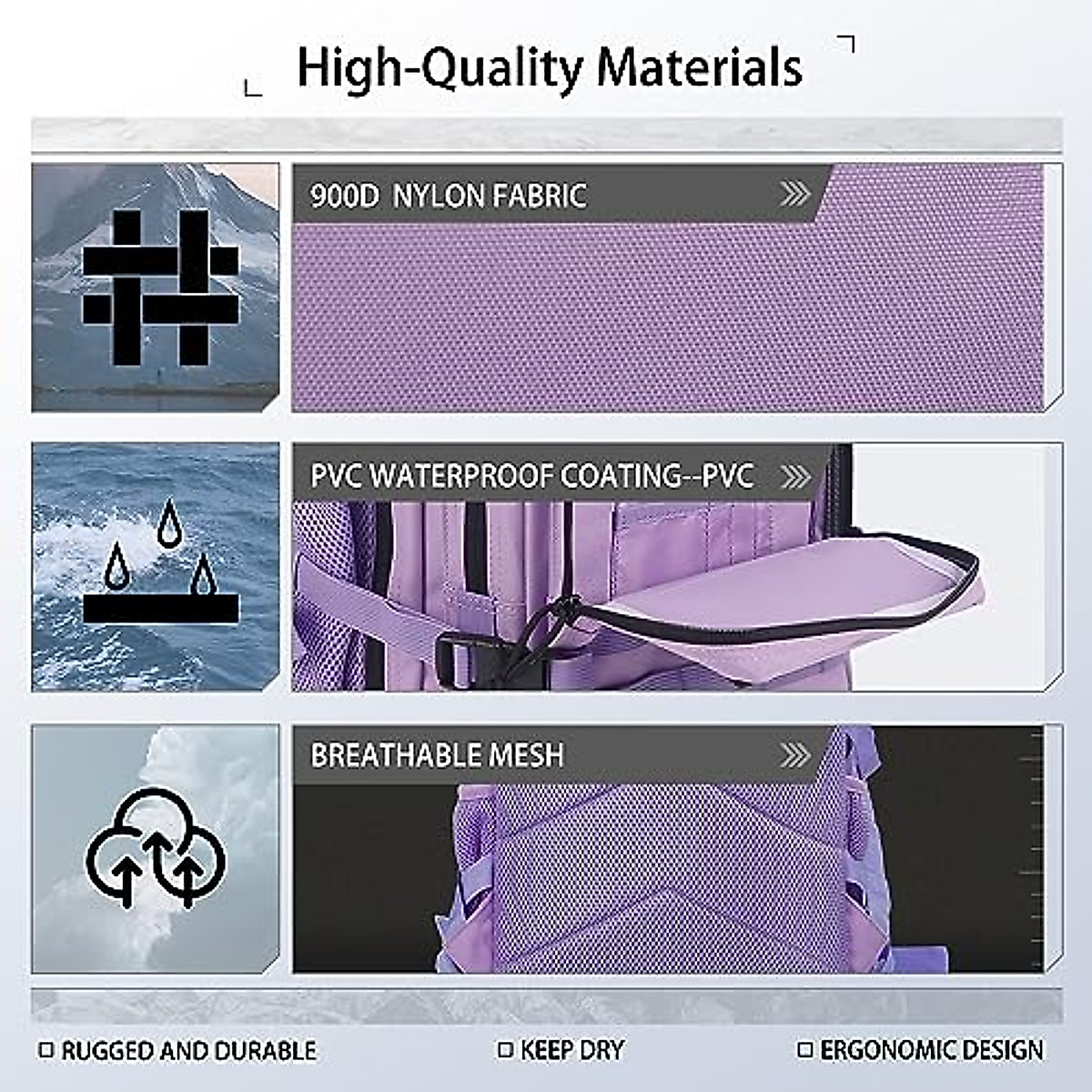 Saboos Gym Backpack for Women Tactical Military Outdoor Hiking Travel Camping Backpack Nylon Large Rucksack 25L Purple