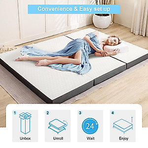 MUUEGM Tri-Fold Memory Foam Mattress, 4 Inch Full Folding Mattress, Foldable Mattress with Collapsible and Washable Cover Portable Mattress for Camping/RV/Guest Beds, 75"×54"×4"