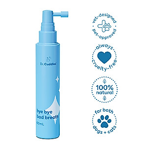 Dr. Cuddles Shiny Teeth Pet Dental Spray 2 Pack – Natural Long-Lasting Breath Freshener for Dogs & Cats, Vet Formulated, Healthy Mouth & Gums, Anti-Bacteria – Passion Fruit