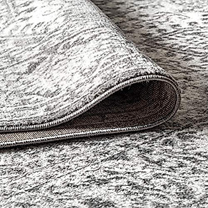 JONATHAN Y MDP100A-8 Modern Persian Vintage Medallion Indoor Area -Rug Country Floral Easy -Cleaning Bedroom Kitchen Living Room, 8 X 10, Light Grey