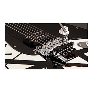 EVH Striped Series Stratocaster Electric Guitar - White with Black Stripes