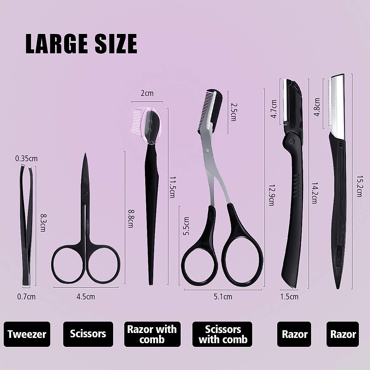 6 in 1 Eyebrow Kit,Multipurpose Exfoliating Dermaplaning Tool Face Razors for Women, Including Facial Trimmer Shaver,Eyebrow Brush