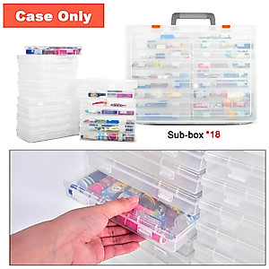 Toy Storage Case Compatible with Mini Brands Collector Toys, Plastic Display Container with 18 Small Boxes for 5 Surprise Series 1 2 3 4, for Miniverse, Shopkins, Real Littles, Miniatures (Box Only)