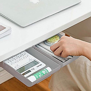 N-A Under Desk Storage Desk Drawers Organizer Large 2Pack Self-Adhesive Pop-Up Hidden Under Desk