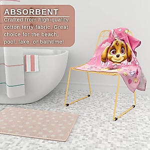 Franco Paw Patrol Girls Kids Beach/Pool/Bath/Camping Hooded Towel Poncho 24" X 22", Absorbent Cotton Cover up, (Official Licensed Paw Patrol Product)