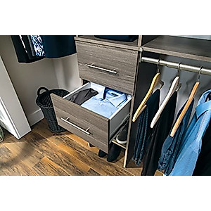 ClosetMaid SuiteSymphony Wood Drawer, Add On Accessory, Modern Style, for Storage, Closet Clothes, x 10” Size for 16 in. Units, Graphite Grey/Satin Nickel