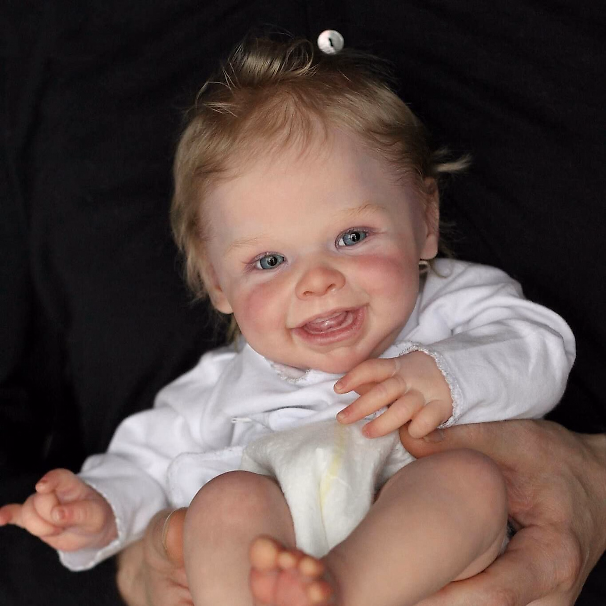 ROSHUAN Smiling Realistic Reborn Baby Dolls Girl Boy Harper with Mouth Open 20 Inch Real Life Baby Dolls Rooted Hair Vinyl Cloth Body Weighted Realistic Newborn Baby Doll That Look Real for Kids Gift