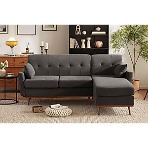Weture 80" L Shape Couch with Extended Convertible Chaise, Comfy Sectional Couches for Living Room, 3 Seater Couch L Shaped Sofa for Small Spaces(Linen-Dark Grey)