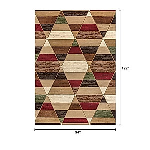 JONATHAN Y UNQ101B-8 Kehoe Retro Diamonds Geometric Indoor Area -Rug, Modern, Contemporary, Transitional Easy -Cleaning,Bedroom,Kitchen,Living Room,Non Shedding, Red/Brown/Cream, 8 X 10