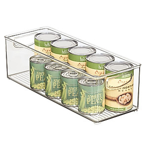 mDesign Plastic Kitchen Organizer - Storage Holder Bin with Handles for Pantry, Cupboard, Cabinet, Fridge/Freezer, Shelves, and Counter - Holds Canned Food, Snacks, Drinks, and Sauces - Clear