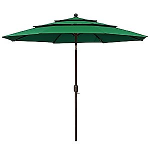 Aoodor Patio Umbrella 10 ft Dining Table Outdoor Market Umbrella 3 Tier - Green