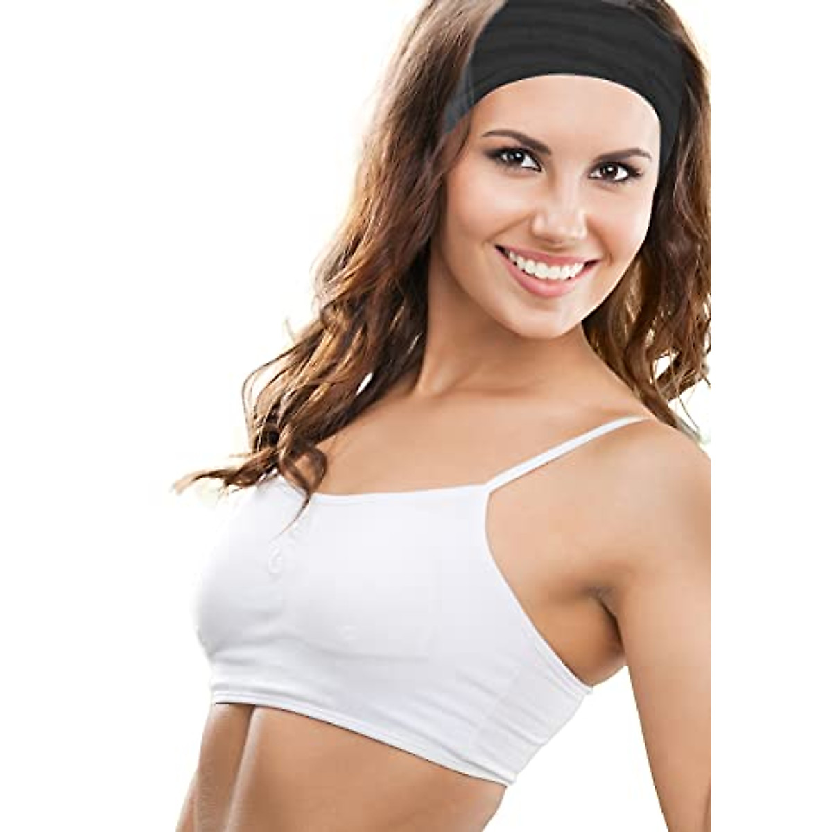 Styla Hair Solid Headband for All Hair Types – 6 Pack Wide Headbands for Women in Soft Stretch Fabric for All Day Wear – Trendy & Stylish Headbands for Women's Hair (Black)