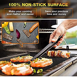 Grill Mats for Outdoor Grill Set of 6 BBQ Grill Mat Non-Stick Reusable Heavy Duty Grilling Mats Teflon Grill Sheets Grill Tools BBQ Accessories for Charcoal Grill Gas Electric Smokers Barbecue Camping