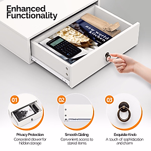 VINGLI Floating Nightstand with Drawer Set of 2, Floating Bedside Table, Wall Mounted Nightstand, Hanging Nightstand White for Bedroom, Floating Wood Night Stand/Side Table, Floating Nightstands