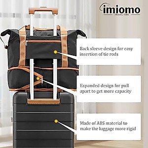 imiomo Carry on Luggage, 20 IN Carry-on Suitcase with Spinner Wheels, Hardside 3PCS Set Lightweight Rolling Travel Luggage with TSA Lock(20"/Black)