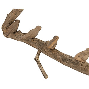 Creative Co-Op Driftwood Branch with Hand-Carved Mango Wood Birds (Each one Will Vary) Décor, Brown