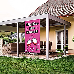 You Can’t Sip Withus Hot Rose Pink Happy Birthday Banner Background Burn Book Theme Decor for Bridal Shower Wedding Night Out Hen Movie Bachelorette Party Girl Woman Birthday Party Favors Decorations