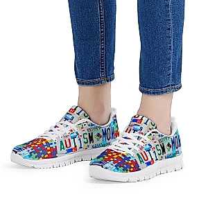 JoyLamoria Casual Sport Running Shoes Lightweight for Women Autism Mom Design Air Mesh Walking Sneakers US 8