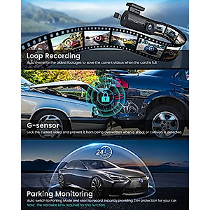 Car Camera 2.5K UHD Dash Cam, WiFi Dash Camera for Cars, Front Dashcam for Cars with Super Night Vision, WDR, 170°Wide Angle, Loop Recording, G-Sensor, 24 Hours Parking Monitor, APP, Support 128GB Max