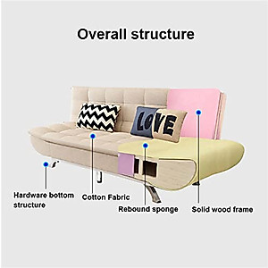 JHKZUDG 2 Seater Settee Sofa Bed,Modern Linen Upholstered Sofa Living Room Chair Couch with Metal Legs, 3 Angles Adjustable Back,for Living Room, Office, Room,Dark Gray,150 × 85 × 90cm