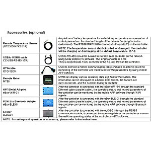 EPEVER Remote Temperature Sensor RTS and Monitoring Adapter RS485 to USB MPPT Solar Panel Charge Controller
