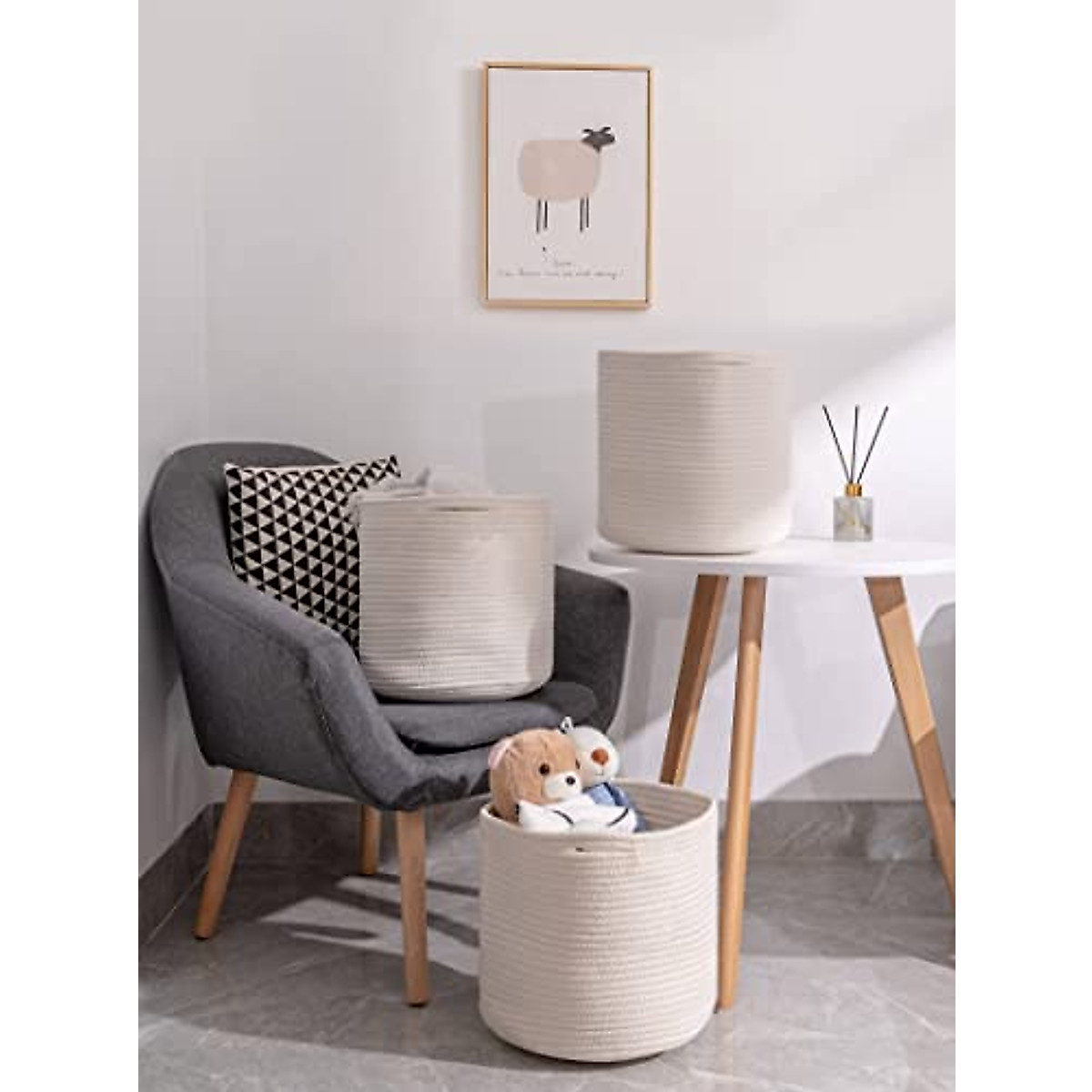 CubesLand Woven Baskets for Organizing /Storage 11x11'' for Cube Storage Organizer/Shelves,Cube Shelves Cloth Closet Basket Bins, Rope Storage Bins 4 Packs Off White