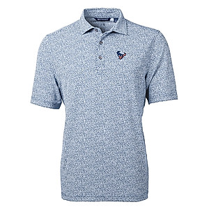 Cutter & Buck Men's Blue Houston Texans Virtue Eco Pique Botanical Print Recycled Polo