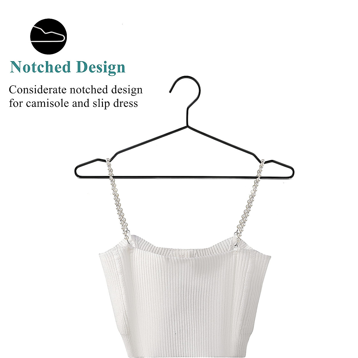 SYNHOZZ 16.5" Heavy Duty Matte Black Metal Hangers 20 Pack, Wire Black Clothes Hangers for Coat Suit, Shirts, Dress, Pants，Camisole Wedding Dress (Black, 20Pack)