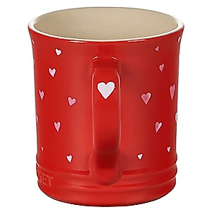 Le Creuset L'Amour Collection Stoneware 14oz Mug, Cerise with Heart Applique
