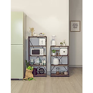 Bookshelf,3-Tier Folding Bookcase,Industrial Book Shelf,Rustic Wood Storage Shelves,Tall Bookshelf,Shelves For Bedroom,Office,Kitchen,Living Room,Study Room,No Assembly Folding Bookshelf,Black