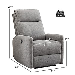ANJHOME Classic Power Recliner Chair Comfy Reclining Chairs with Adjustable Backrest and Footrest, Heavy Duty Electric Recliners Single Sofa for Living Room (1, Grey)