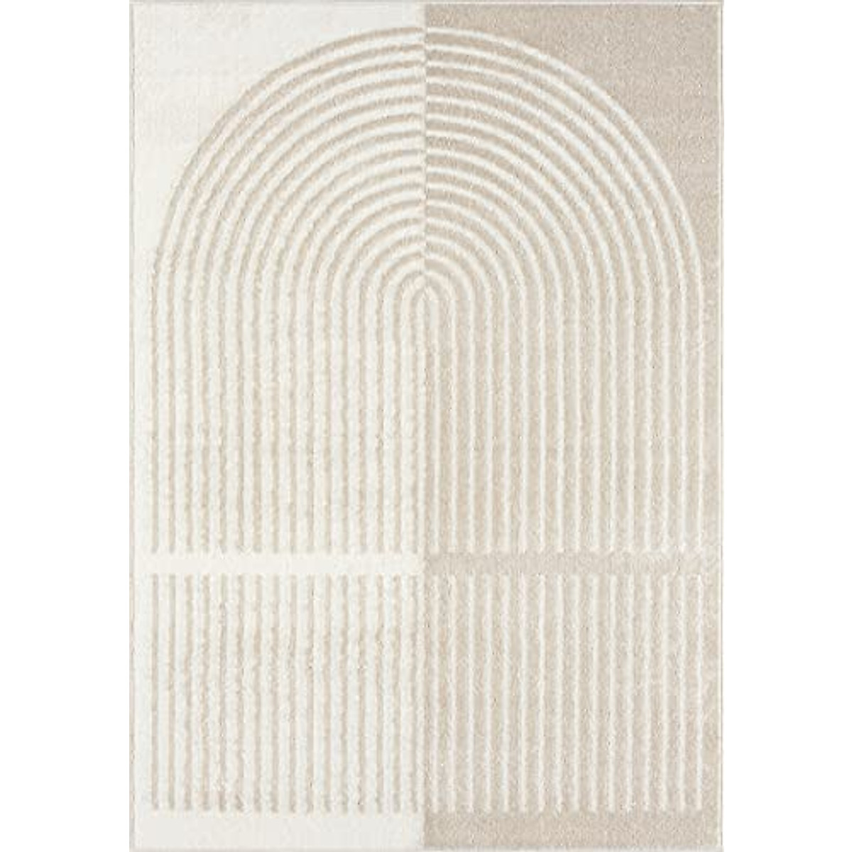Abani Nuevo Collection Area Rug - Modern Arch Beige/Cream Pattern - 6'x9' - Easy to Clean - Durable for Kids & Pets - Non-Shedding - Medium Pile - Soft Feel - for Living Room, Bedroom & Office