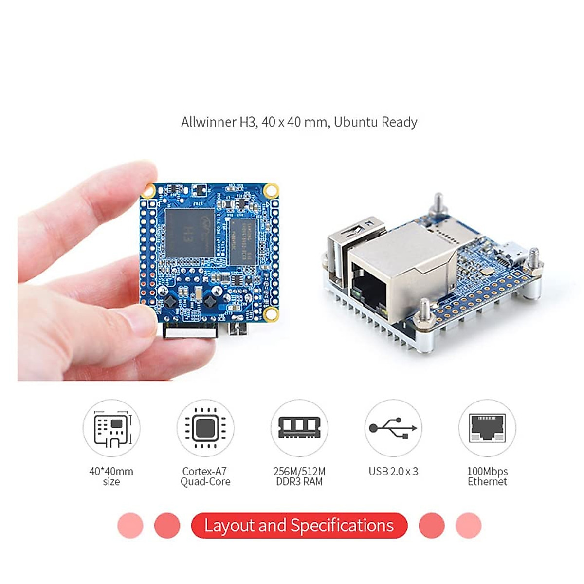 Midautoo NanoPi NEO Allwinner H3 Development Board Super Raspberry Pie -Core -A7 DDR3 (RAM 256MB)