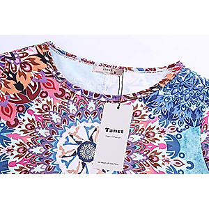 3/4 Sleeve Dresses for Women,Tanst Lady Cute Comfy Simple Elegant Nice Dress Petite Floral Print Knee Length with Pockets Wear Evening Dinner Flower M