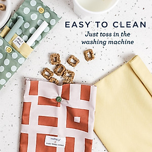 Esembly Snack + Sammy Pouches - Reusable Snack & Sandwich Bags| Silicone Storage Bag for Food | Microwave & Dishwasher Safe - Set of 2 - Fantastic Fungi + Forest