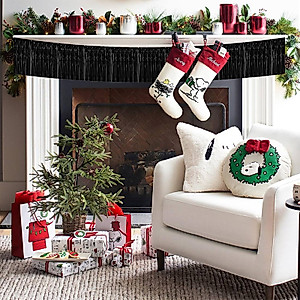 6 Pack 10 Feet Black Foil Fringe Garland Metallic Foil Tinsel Streamers, Wall Hanging Fringe Curtain Backdrop Tinsel Fringe Banner for Parade Floats, Wedding, Birthday, Halloween Party Decorations