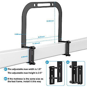 Mattress Retainer Bar, Extra Tall Mattress Slide Stopper for Metal Frame Mattress Holder Gripper to Keep Mattress from Sliding (2 Mattress Holders+1 Bedside Caddy)