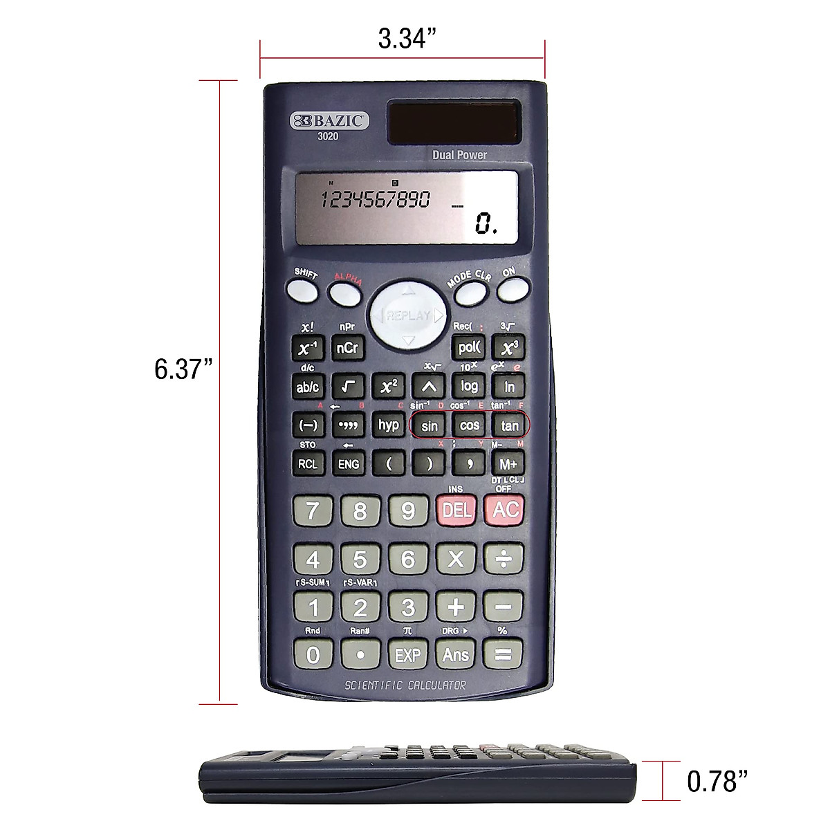 BAZIC Scientific Calculator 240 Function w/Slide-On Case, Engineering Calculators LCD Display, Great for Students and Professionals, Black 1-Pack