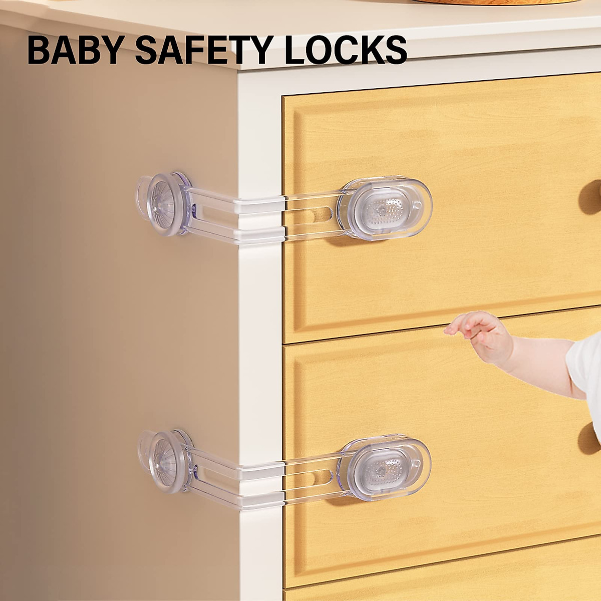 nediea Baby Proofing Cabinet Locks, Drawer Locks Baby Proofing, Child Safety Strap Locks, Universal for Drawers, Fridge, Dishwasher, Toilet Seat, Cupboard, Oven,Trash Can, No Drilling (2 Pack)