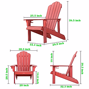 Adirondack Chair Weather Resistant , Hard Plastic Adirondack Chair with Cup Holder, Comfortable Easy to Assemble and Maintain, Outdoor Chair for Patio, Backyard Deck, Fire Pit & Lawn Porch - Red