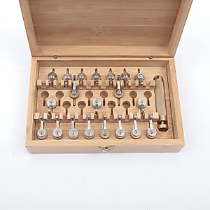 Gdrasuya10 20Pcs Watch Mainspring Winder Tool Set Watch Repair Tools with Wooden Box, Watch Repair Mainspring Winder Watch Winding Tool for Different Size and Model of Watch Mainspring Repairing
