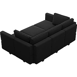 Belffin Modular Velvet Sectional Sofa with Chaise Lounge Sectional Sleeper Sofa with Storage Chaise Sofa Bed Couch for Living Room Black