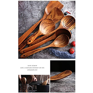 Wooden Utensils Set for Kitchen, Messon Handmade Natural Teak Cooking Spoons Wooden Spatula for Nonstick Cookware (7 sets)